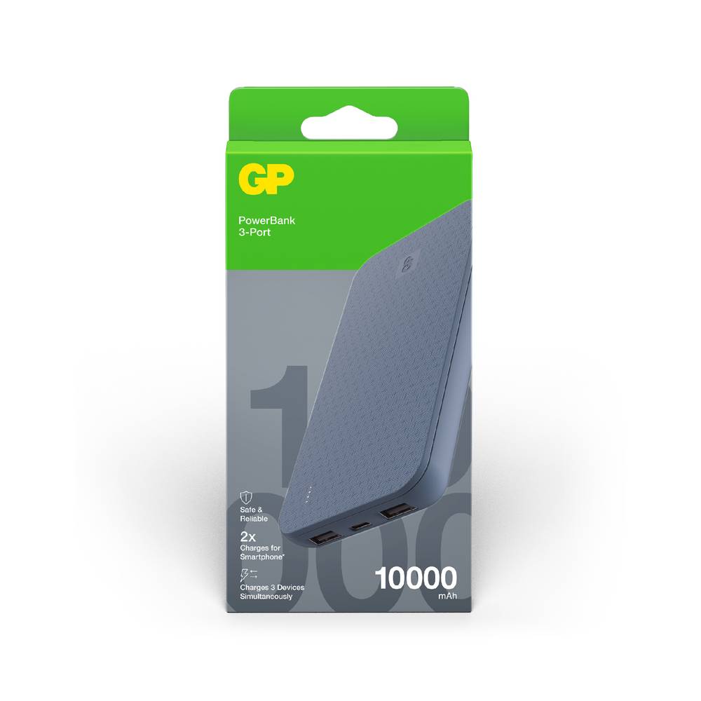 GP Powerbank 10,000mAh B10B, 3 Port, 15W, USB-A, USB-C – Freesat.ie